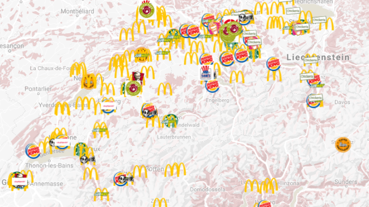 Fast-Food-Restaurants in der Schweiz: Die Übersichtskarte