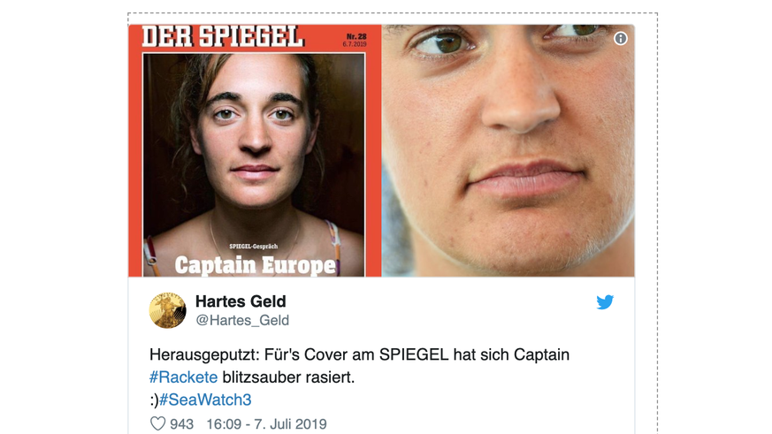 FPÖ-Politiker empört mit Retweet über Kapitänin Racketes «Bart»