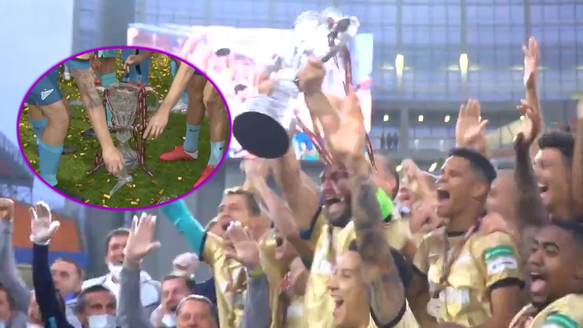 Ups! Zenit-Captain Branislav Ivanovic lässt den gläsernen Pokal fallen