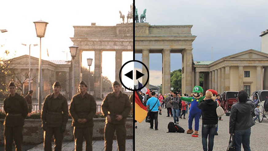 30 Jahre Mauerfall:10 faszinierende Vorher-nachher-Fotos aus Deutschland