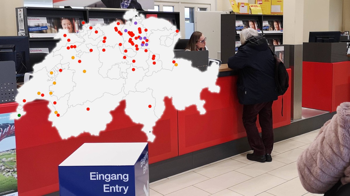 SBB-Schalter: Es werden immer weniger, wie diese Karte zeigt